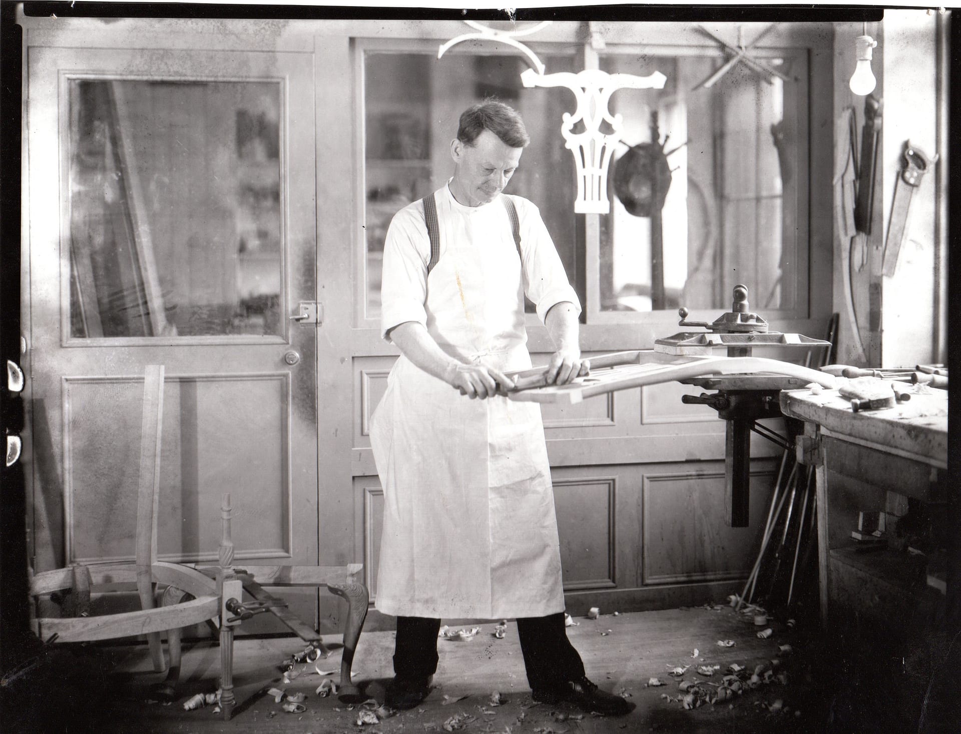 Danersk Craftsman, Scrapeing a chair – Raphael's Furniture Restoration, LLC